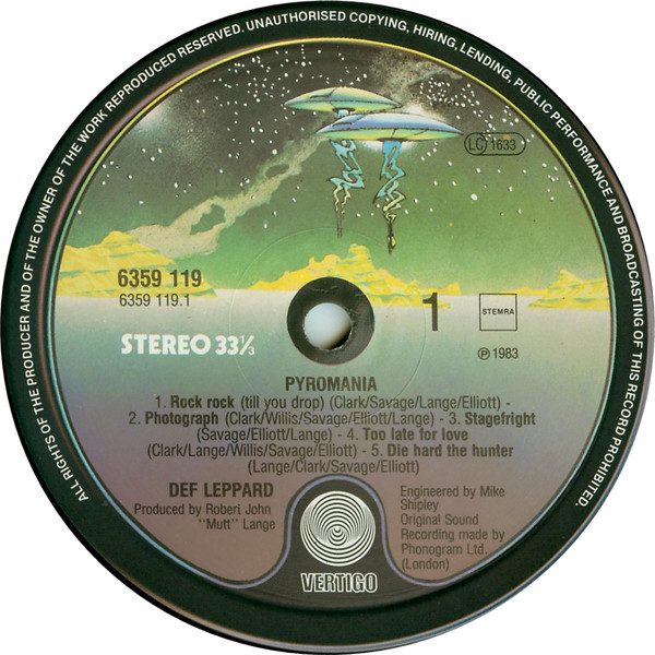 Def Leppard - Pyromania Vinyl LP ødelagt cover. 6359 119